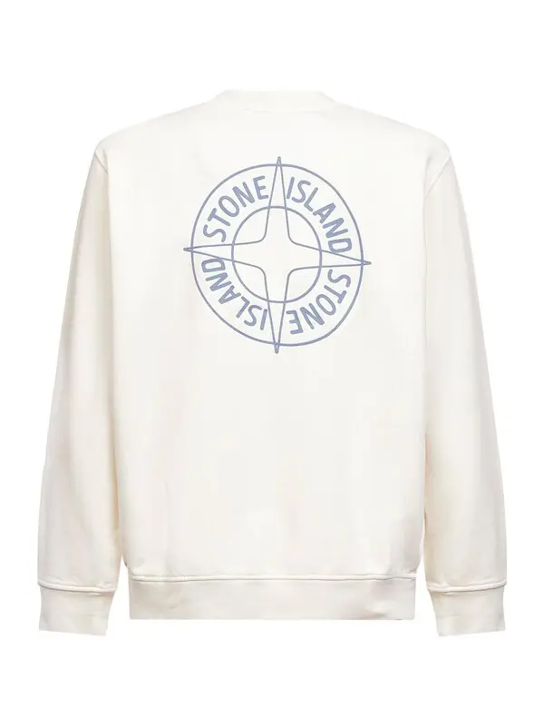 Stone Island Ivory Cotton Outline Compass Printed Sweatshirt
