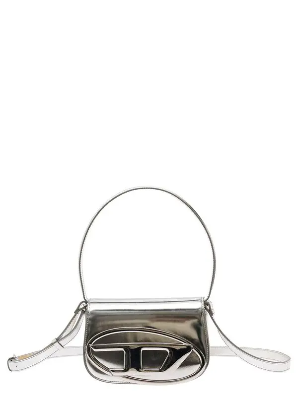 DIESEL® 1dr' Shoulder Bag With Oval D Patch In Laminated Leather For - Silver
