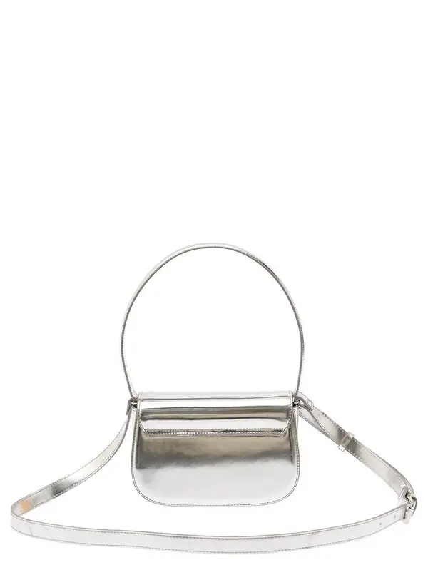 DIESEL® 1dr' Shoulder Bag With Oval D Patch In Laminated Leather For - Silver