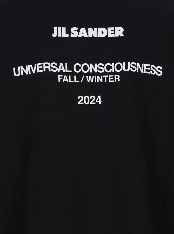 JIL SANDER Black Double-layers T-shirt In Cotton