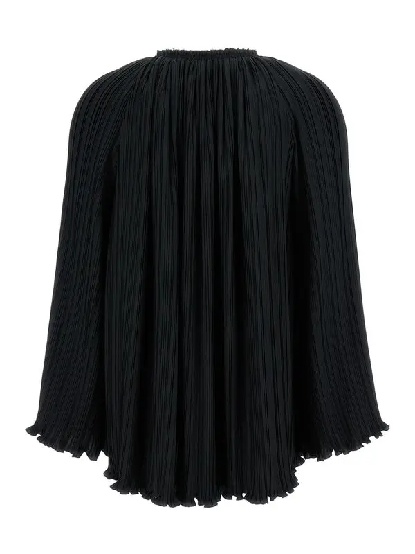 LANVIN Long Sleeve Pleated Blouse Open Neck - Multicolor