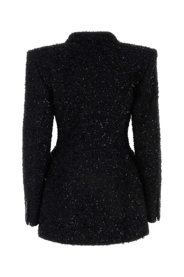 Balenciaga Boucle Oversize Hourglass Blazer - Black