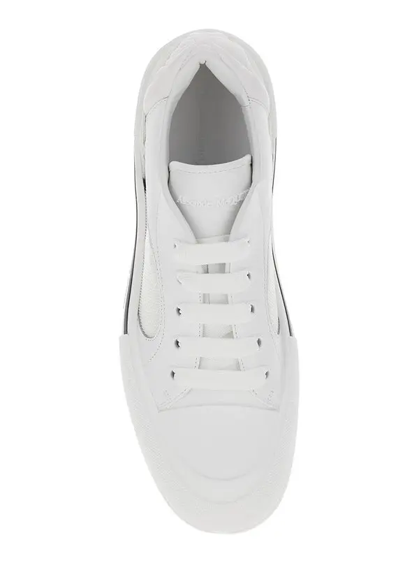 Alexander McQueen Cruis' White Low Top Sneakers With Logo Detail In Leather And Fabric - Multicolor