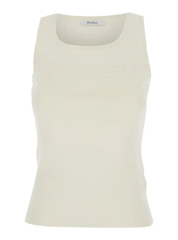Max Mara Pentola Square Neck Ribbed Knit Sleeveless Top - Multicolor