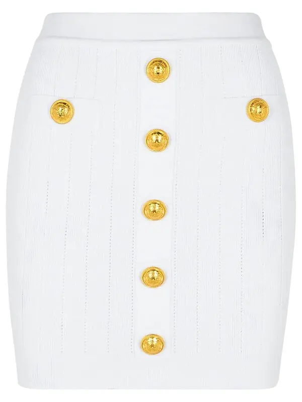 Balmain Mini Skirt In Viscose Blend - White