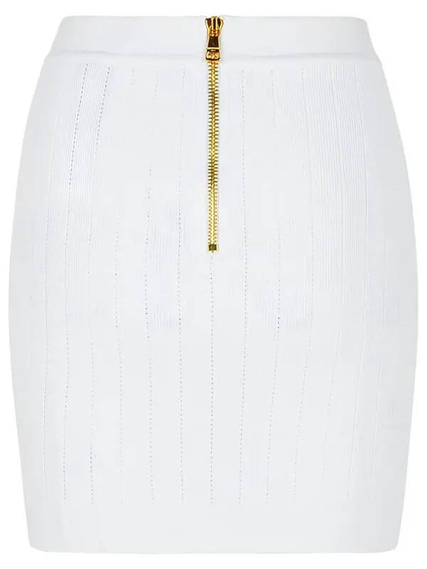 Balmain Mini Skirt In Viscose Blend - White