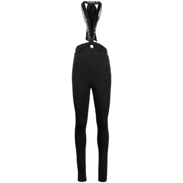 Attico Halterneck High-waisted Skinny Trousers - Black