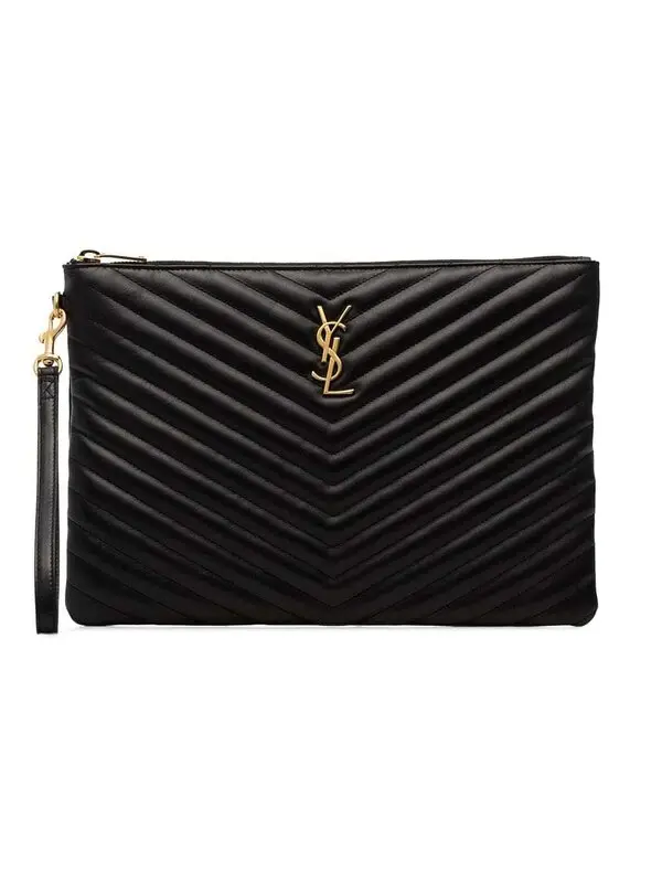 Saint Laurent Cassandre Matelassé Leather Tablet Pouch