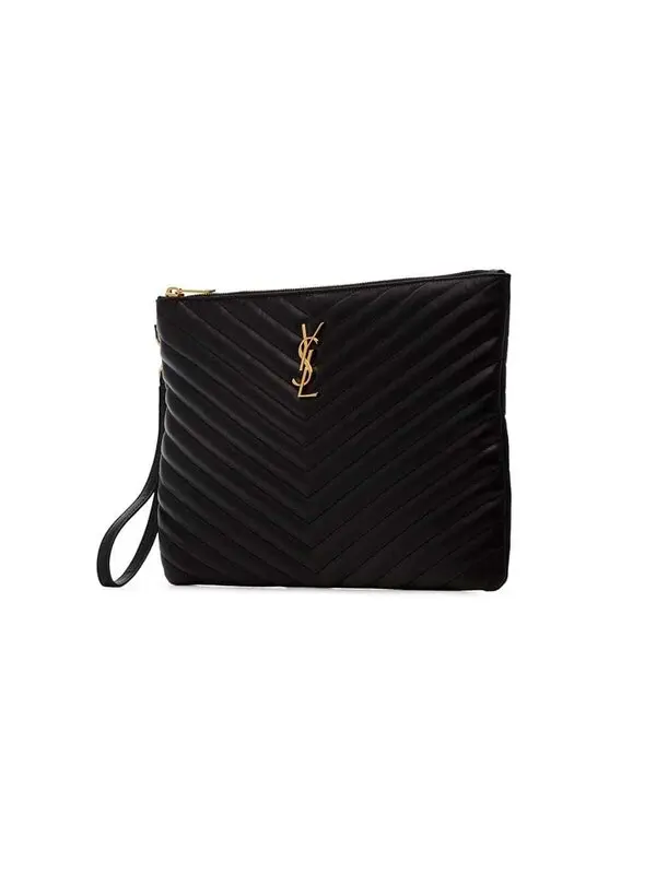 Saint Laurent Cassandre Matelassé Leather Tablet Pouch