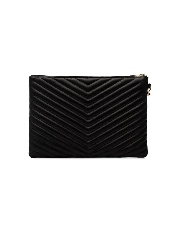 Saint Laurent Cassandre Matelassé Leather Tablet Pouch - Black