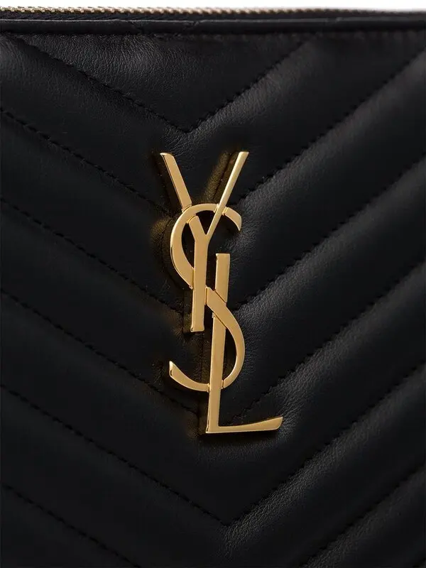 Saint Laurent Cassandre Matelassé Leather Tablet Pouch - Black