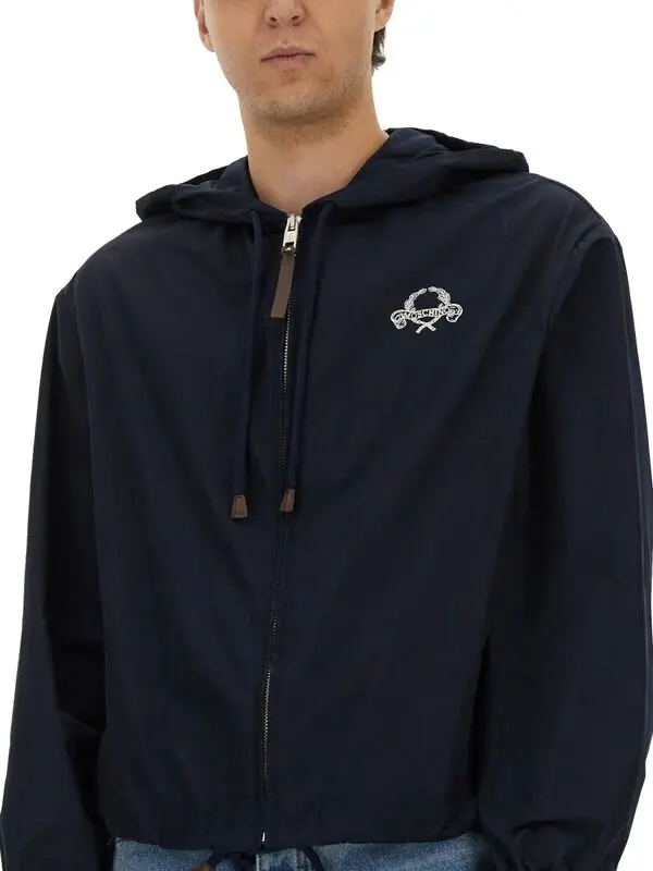 Moschino Nylon Zip-up Hooded Jacket - Blue
