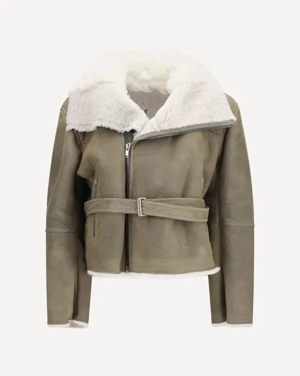 Rick Owens Cropped Suede And Shearling Flight Jacket