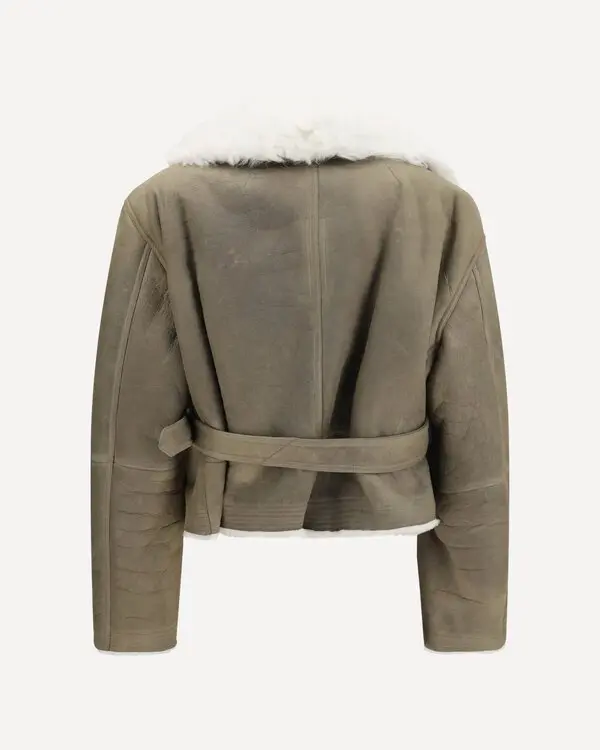 Rick Owens Cropped Suede And Shearling Flight Jacket