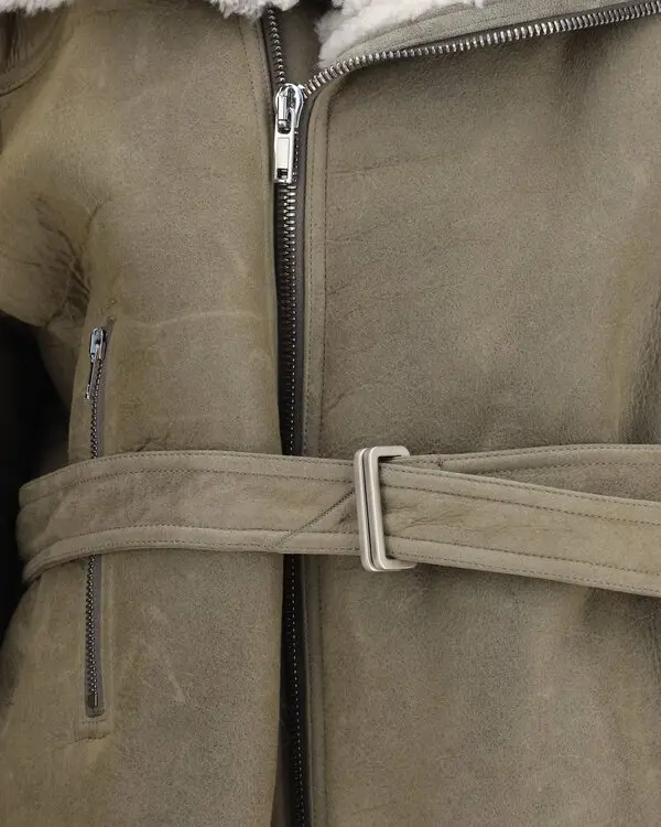 Rick Owens Cropped Suede And Shearling Flight Jacket