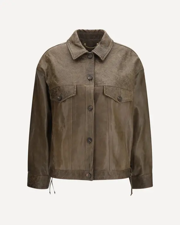 GOLDEN GOOSE Babete Leather Jacket With Embossed Details