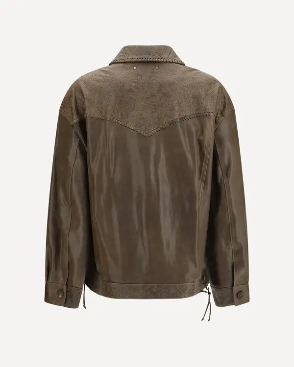 GOLDEN GOOSE Babete Leather Jacket With Embossed Details