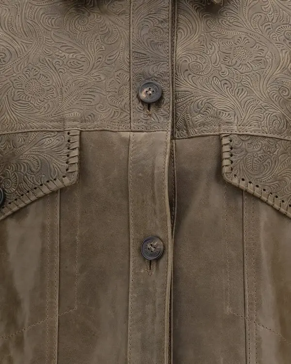 GOLDEN GOOSE Babete Leather Jacket With Embossed Details