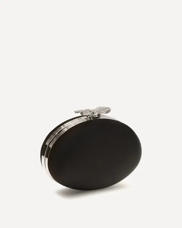 SELF-PORTRAIT Oval Satin Clutch - Black