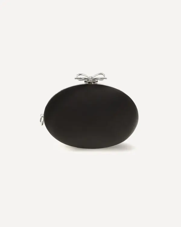 SELF-PORTRAIT Oval Satin Clutch - Black