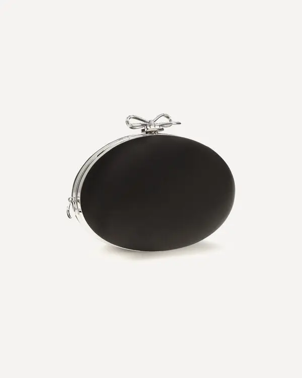 SELF-PORTRAIT Oval Satin Clutch - Black