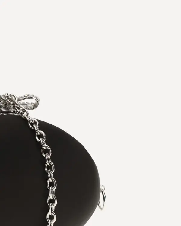 SELF-PORTRAIT Oval Satin Clutch - Black