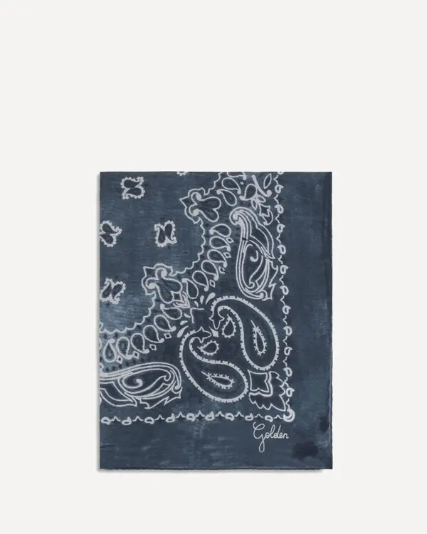 GOLDEN GOOSE Golden Paisley Printed Silk Scarf - Blue