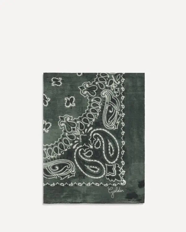 GOLDEN GOOSE Golden Paisley Printed Silk Scarf - Green