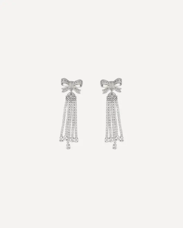SELF-PORTRAIT Crystal Bow Drop Earrings