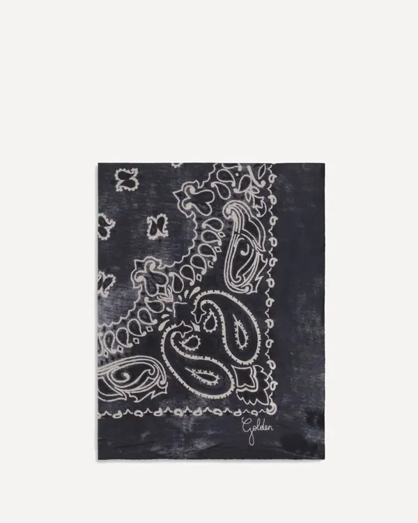 GOLDEN GOOSE Golden Paisley Printed Silk Scarf - Grey