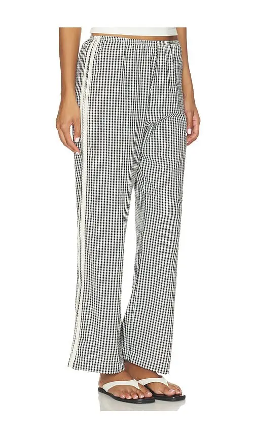 Donni. The Cotton Gingham Stripe Crop Pant In Black