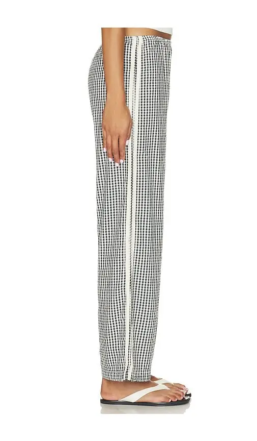 Donni. The Cotton Gingham Stripe Crop Pant In Black