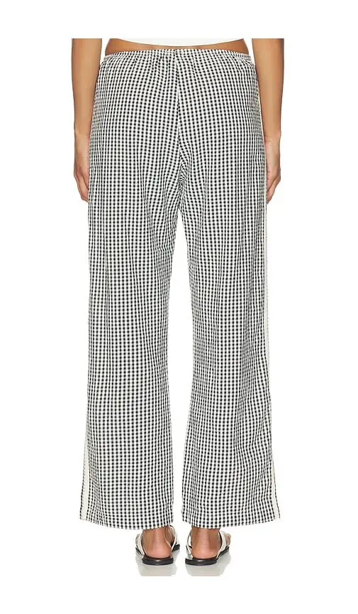 Donni. The Cotton Gingham Stripe Crop Pant In Black