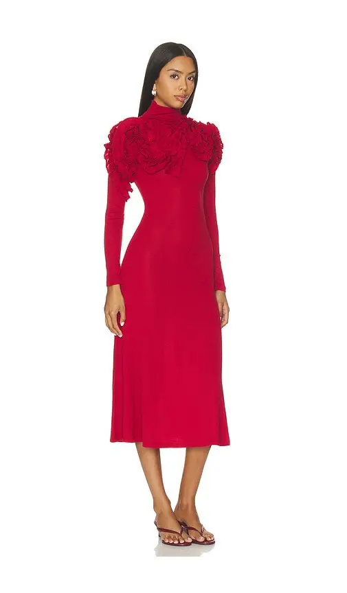 Ulla Johnson Solene Longsleeve Jersey Dress In Red