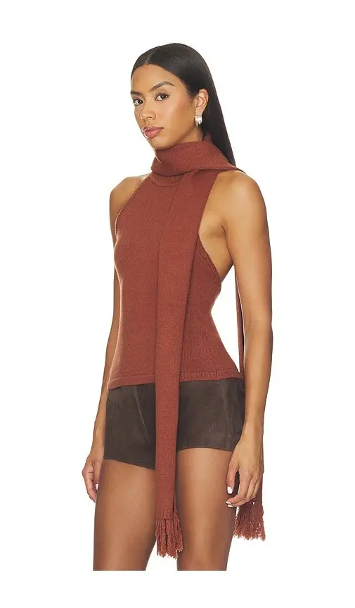 SEROYA Austyn Knit Top In Brown
