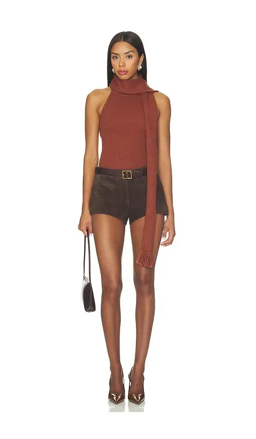 SEROYA Austyn Knit Top In Brown