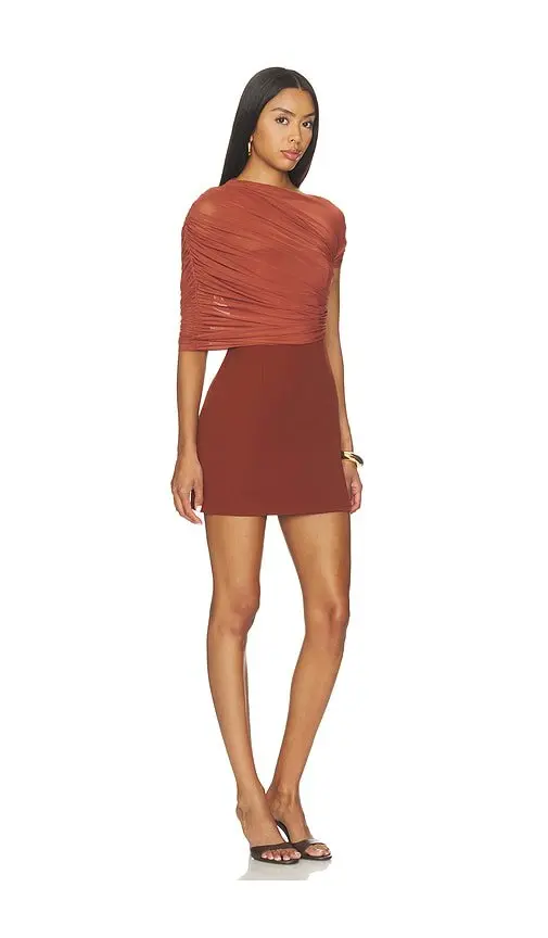 SEROYA Selma Mini Crepe Dress In Rust