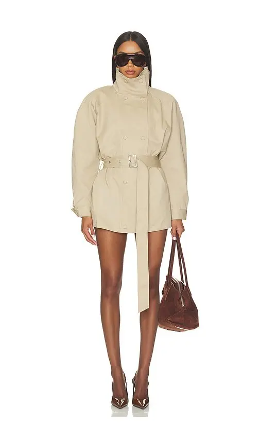 SEROYA Camila Trench Jacket In Tan