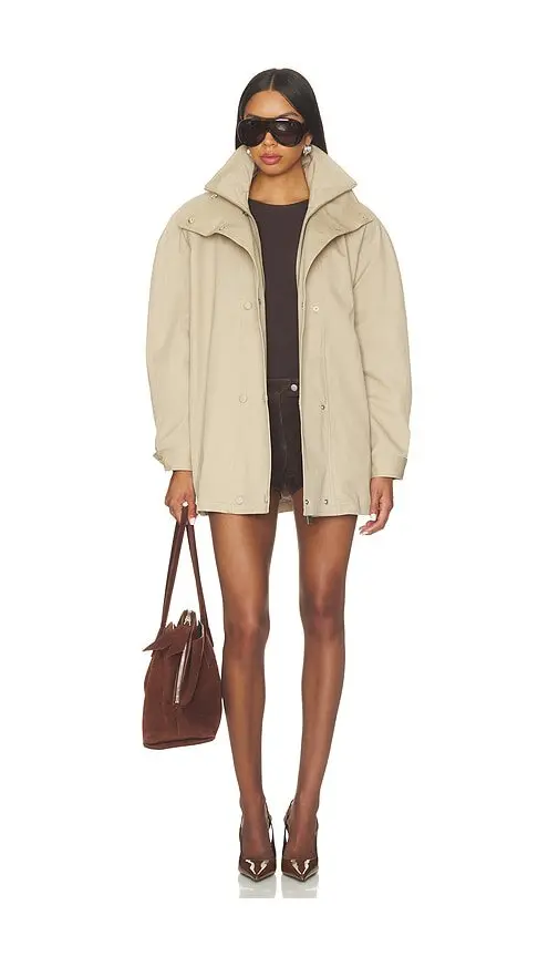SEROYA Camila Trench Jacket In Tan