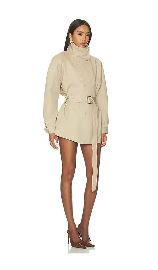 SEROYA Camila Trench Jacket In Tan