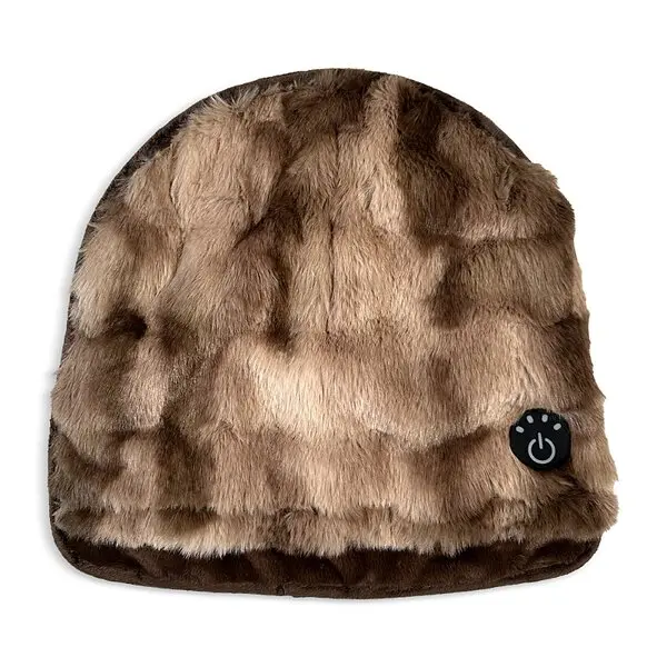 BROOKSTONE Bubble Faux Fur Heated Foot Warmer - Brown