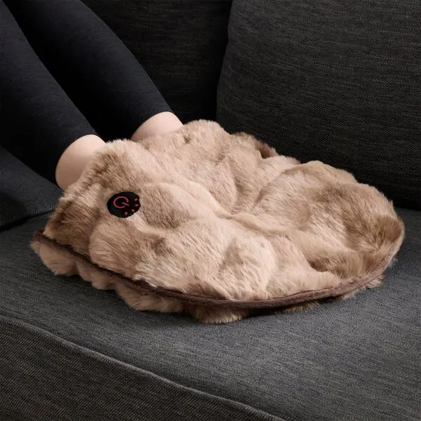 BROOKSTONE Bubble Faux Fur Heated Foot Warmer - Brown
