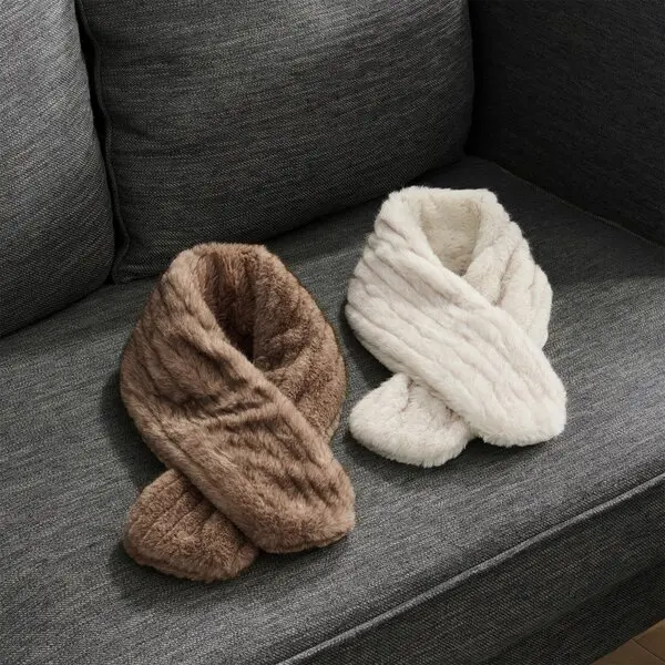 BROOKSTONE Faux Fur Weighted Neck Warmer