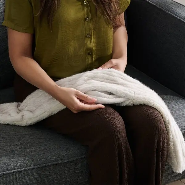 BROOKSTONE Faux Fur Weighted Neck Warmer - Ivory