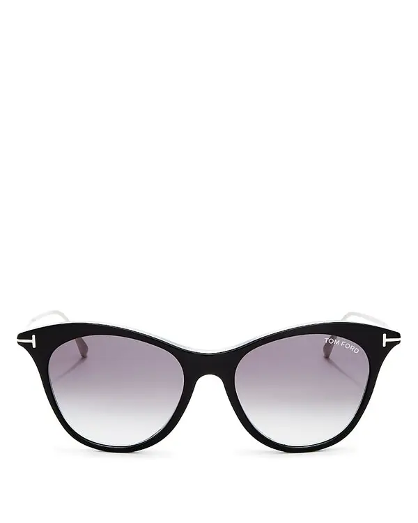 TOM FORD Micaela Cat Eye Sunglasses, 53mm - Shiny Black/smoke Gradient