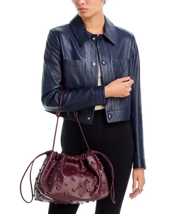 A.L.C. Arlo Embellished Leather Shoulder Bag - Syrah