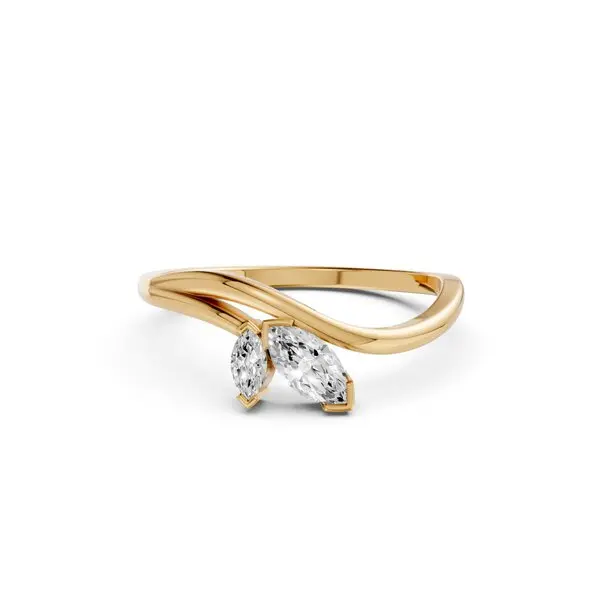 AYA FINE JEWELRY Clover Marquise Cut Lab Grown Diamond Toi Et Moi Ring In Gold - Yellow