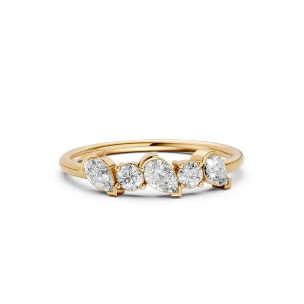 AYA FINE JEWELRY Hollis Pear & Round Lab Grown Diamond Graduated Ring In Gold - Yellow