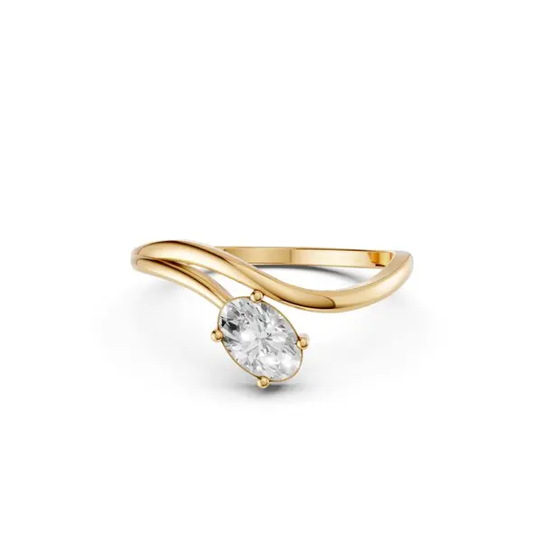 AYA FINE JEWELRY Aspen Oval Cut Lab Grown Diamond Crossover Solitaire Ring In Gold - Yellow