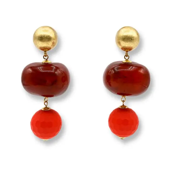 MICHAEL NASH JEWELRY Analise Triple Tortoise And Drop Pierced Earrings - Orange